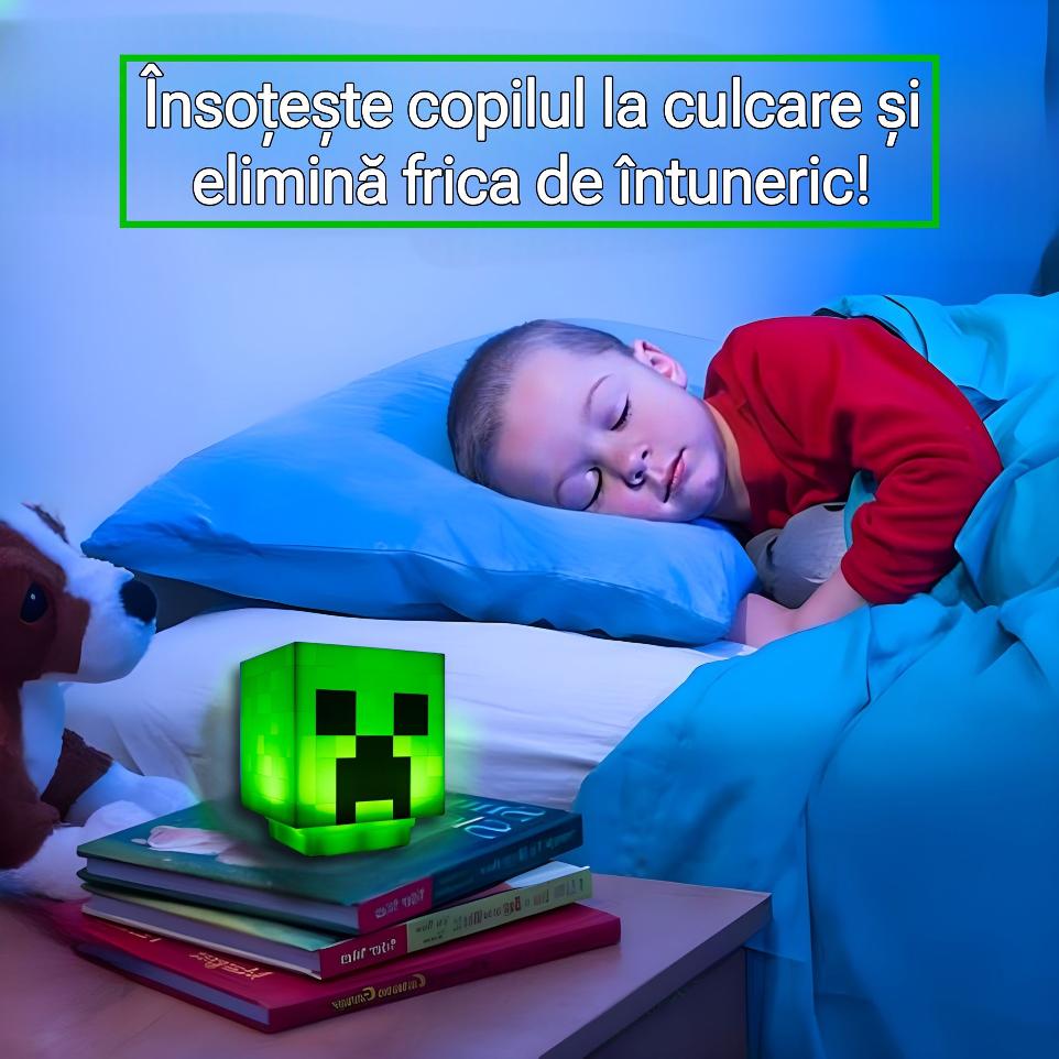 Minecraft éjszakai lámpa, Premium, Ártalmatlan zöld fény, beépített ...