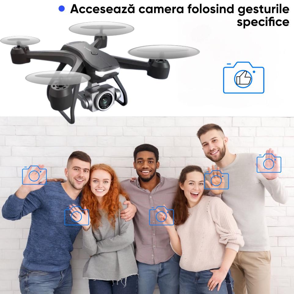 Drona cu camera dubla si GPS, HexaCraft, Camera frontala 6K, camera ...